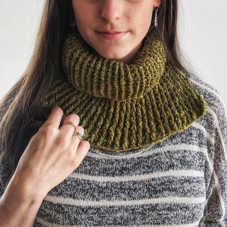 Ribbed Crochet Turtle Neck Split Shoulder Cowl PATTERN PDF | Crochet ...