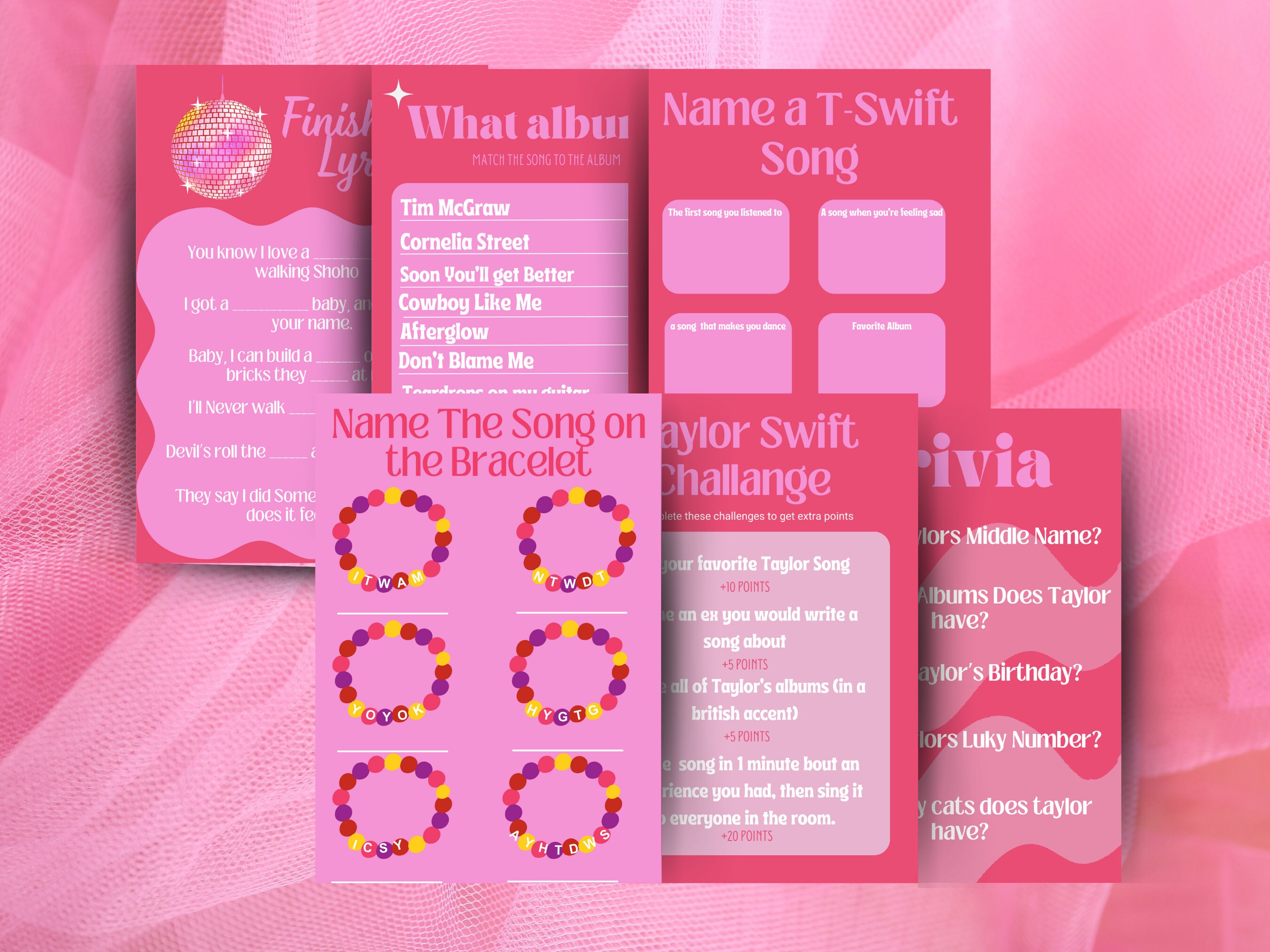 Taylor Swift Party Games Printable Canva Template for Kids 6pc Taylor ...