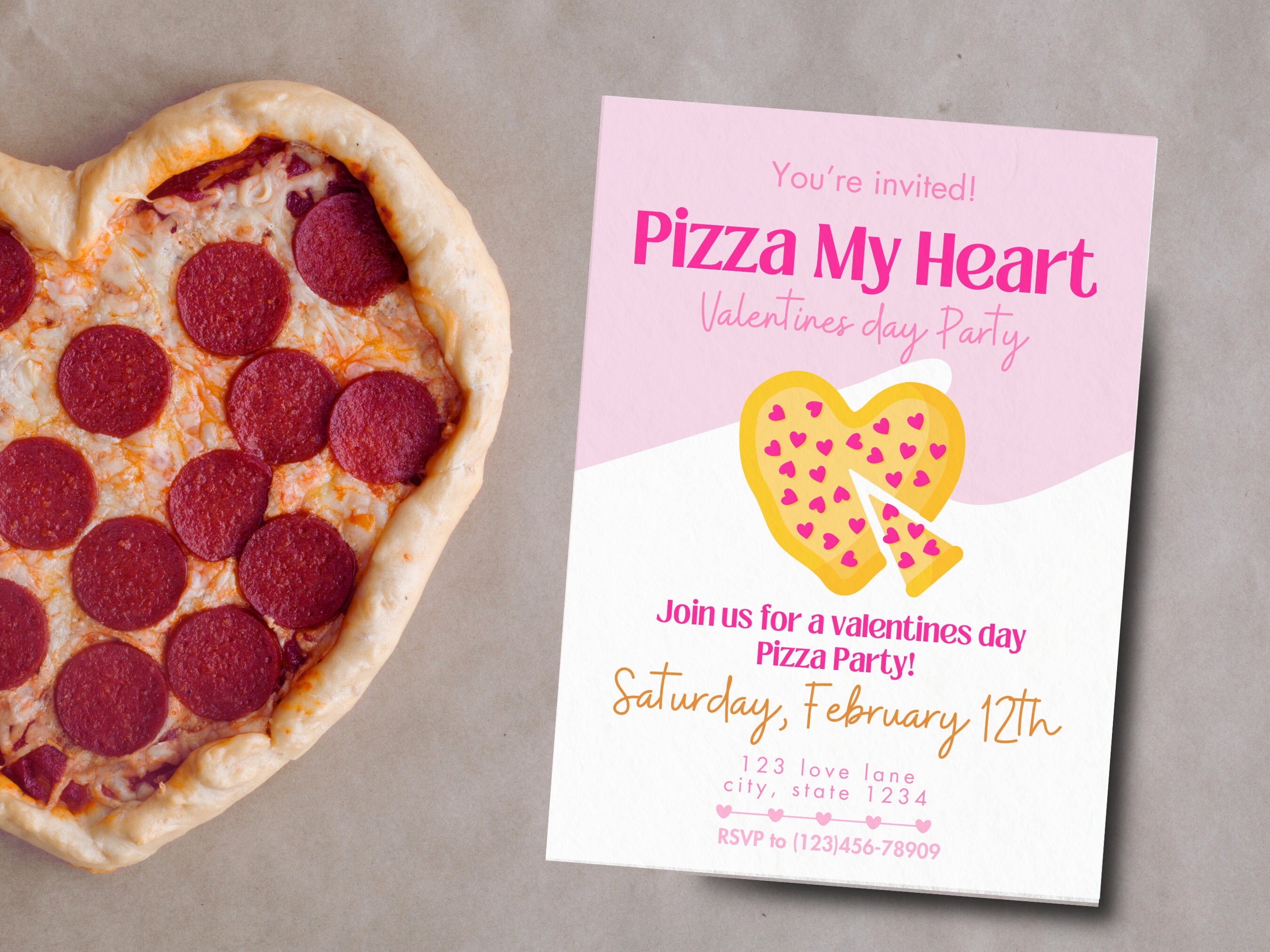 Valentines Day Party Invitation Pizza Party Invite Pizza My Heart Party ...