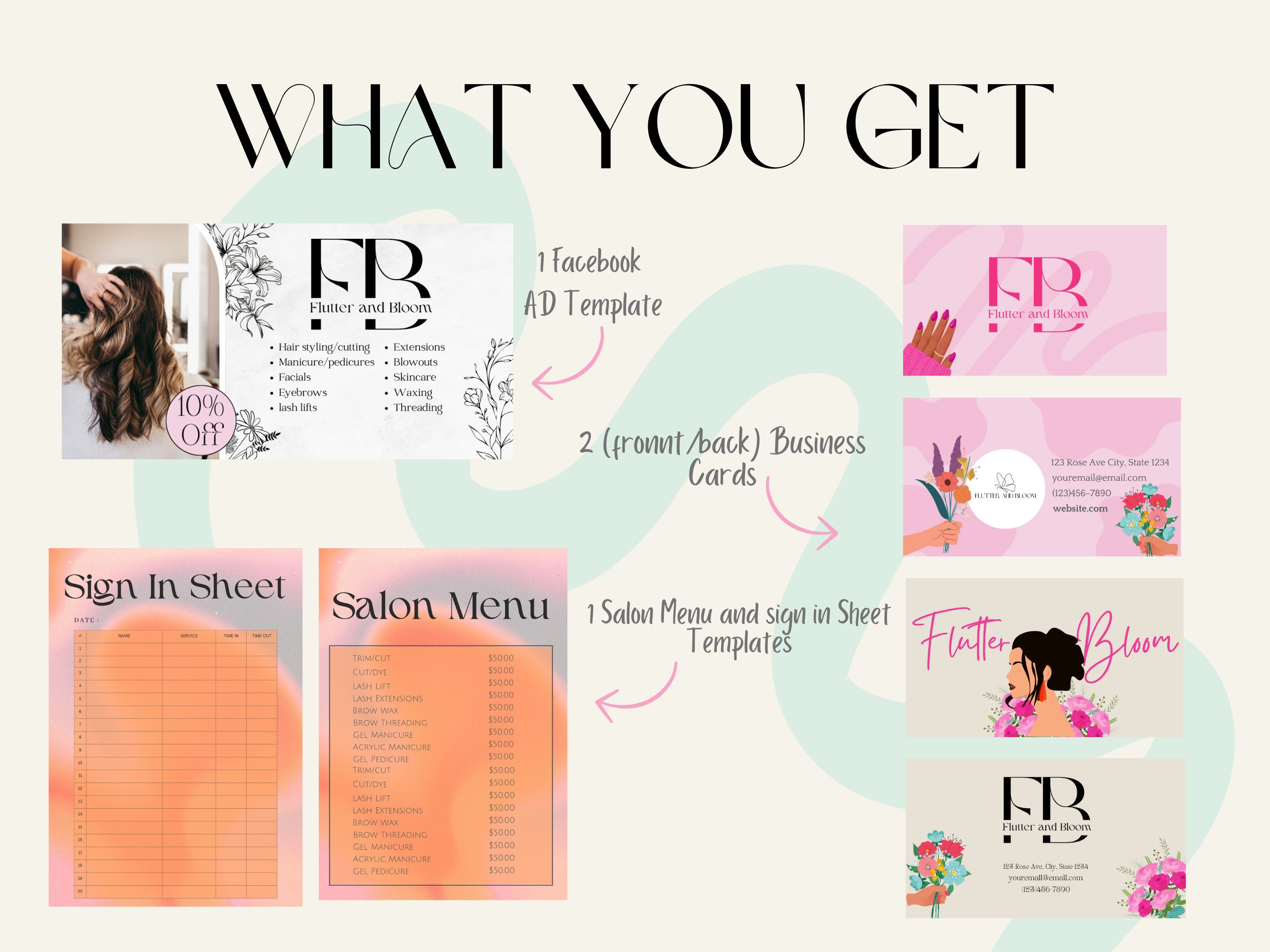 Salon Brand Kit Template Small Business Brand Kit Template Hair Salon ...