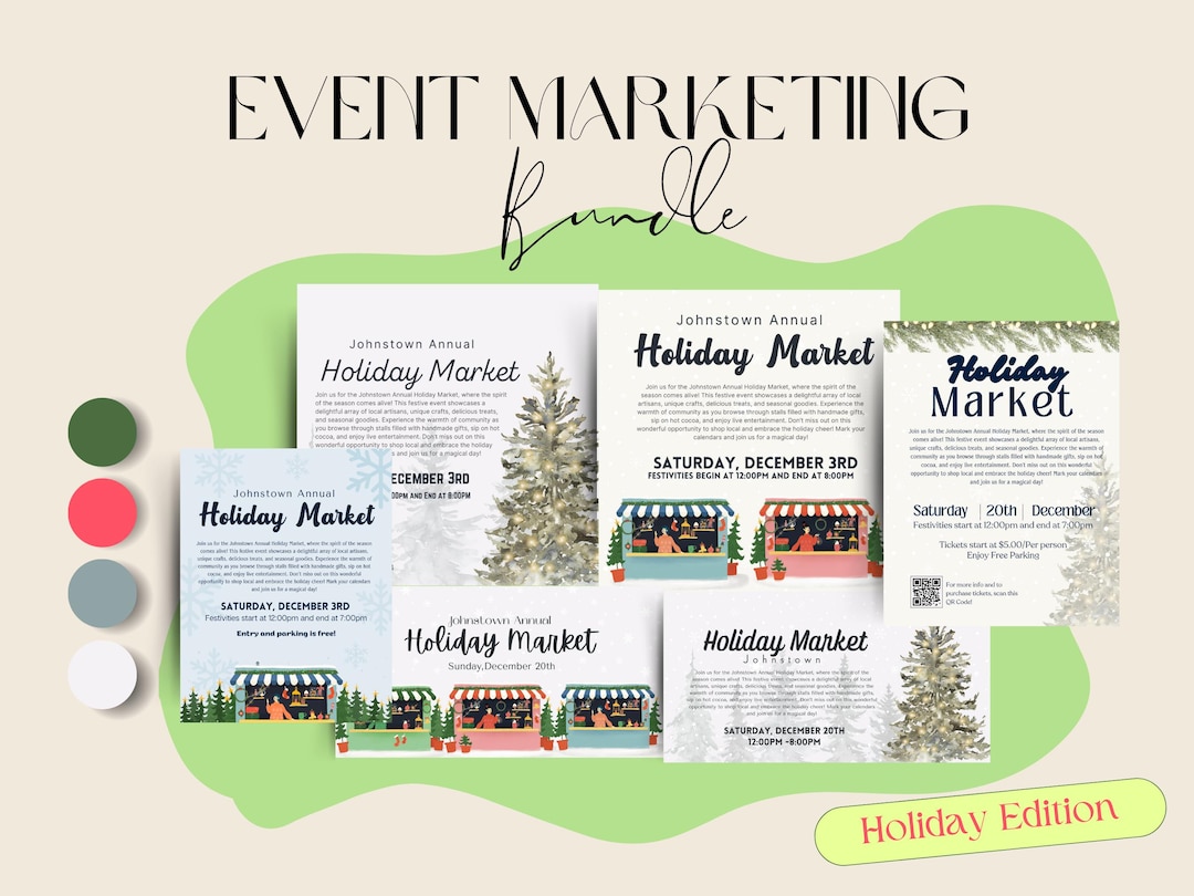 Holiday Market Event Marketing Template Bundle | Holiday Event Flyers ...