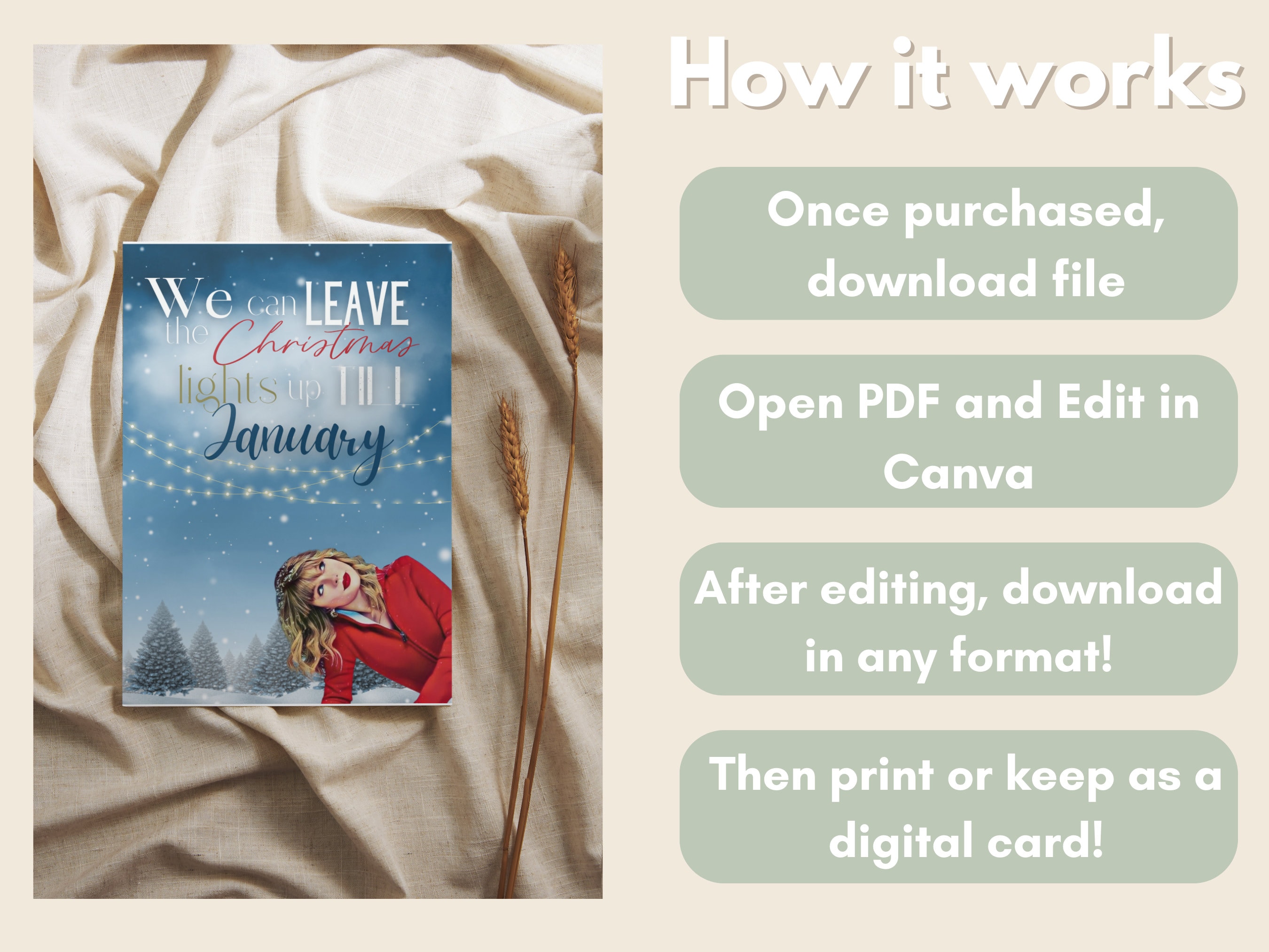 Taylor Swift Christmas Card Template Taylor Swift Printable Holiday ...