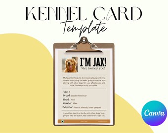 Animal Shelter Kennel Card | Adoptable Pet Introduction Card | Kennel ...