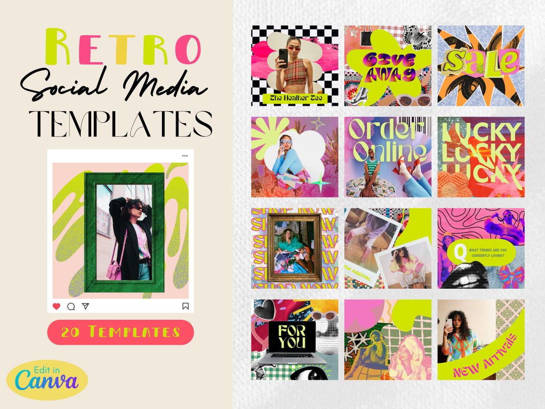 20 Retro Social Media Post Templates | Y2K Social Media Themed Posts ...