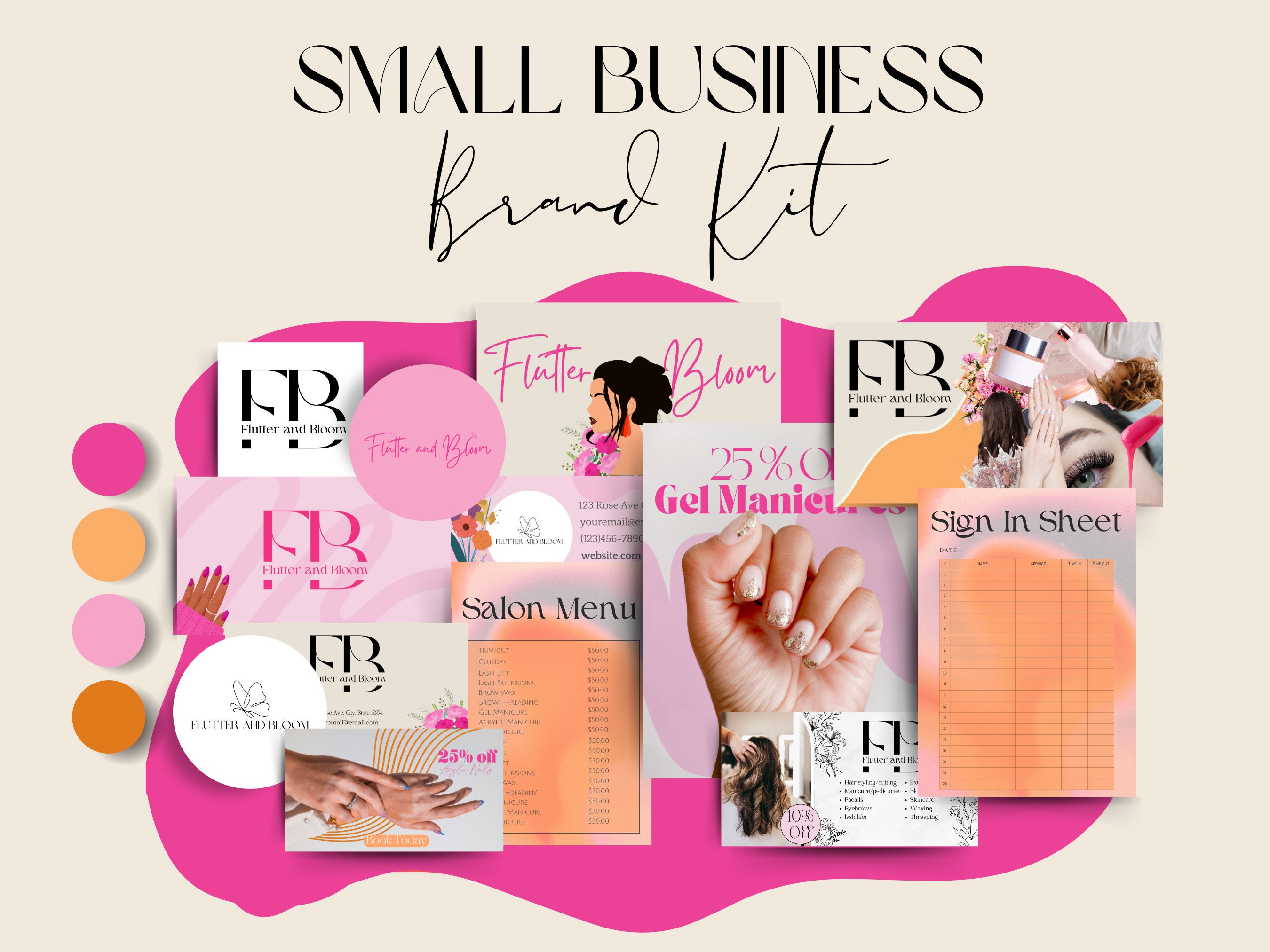 Salon Brand Kit Template Small Business Brand Kit Template Hair Salon ...