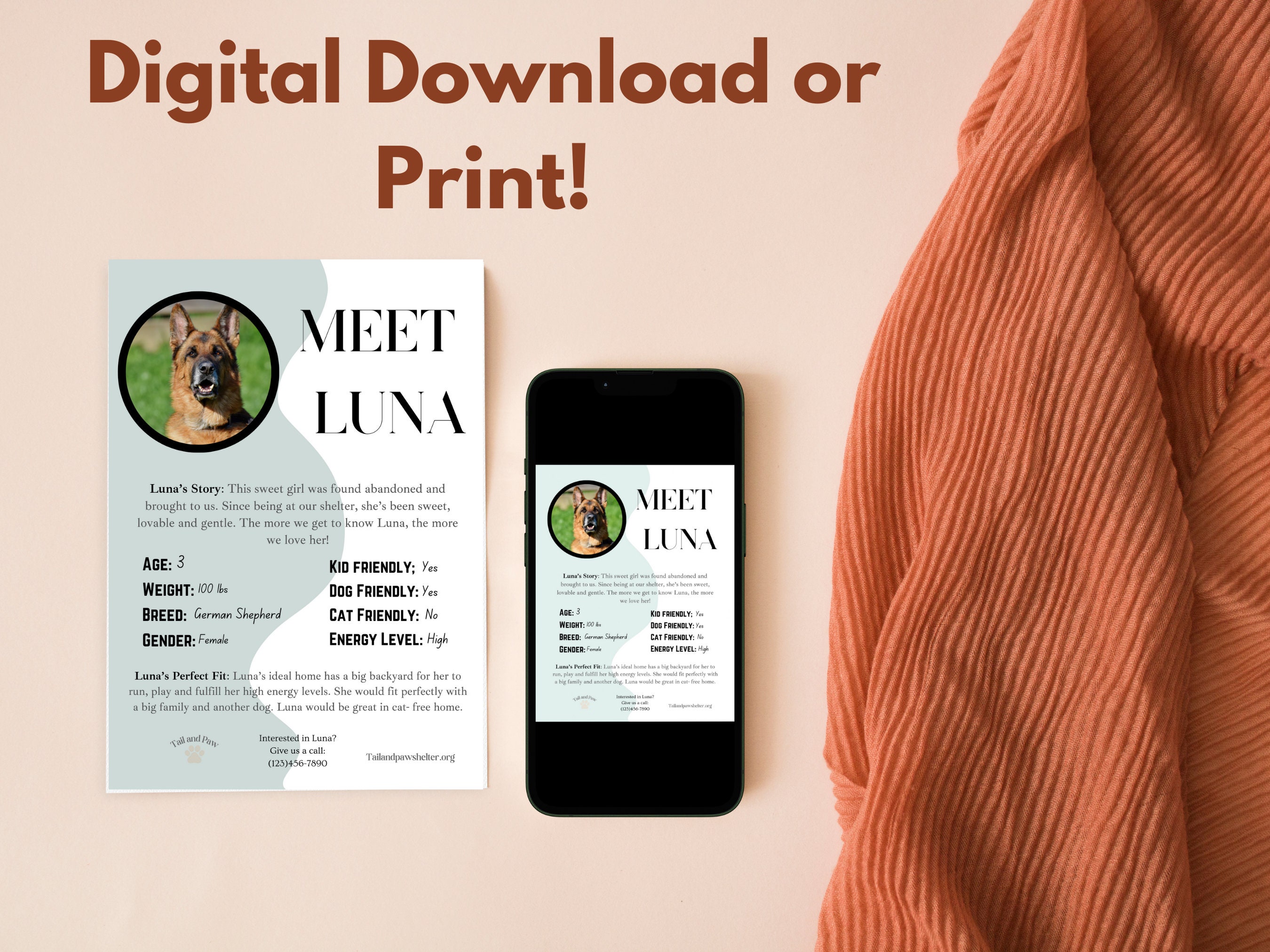 Animal Shelter Kennel Card | Adoptable Pet Introduction Card | Kennel ...