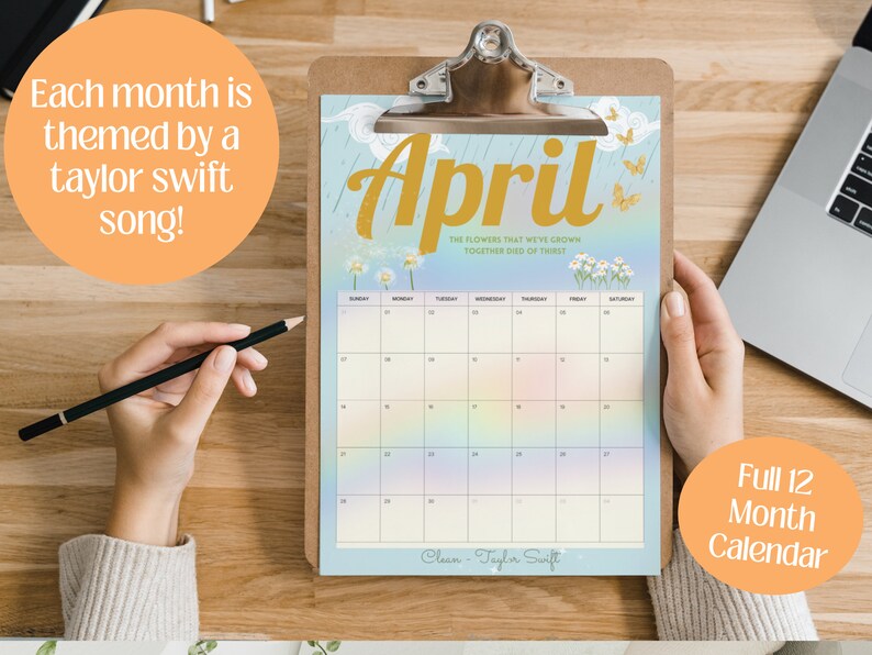Taylor Swift 2024 Printable Calendar Taylor Swift Inspired 2024 ...