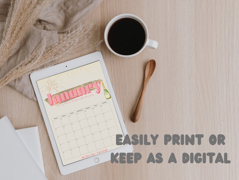 Taylor Swift 2024 Printable Calendar Taylor Swift Inspired 2024 ...