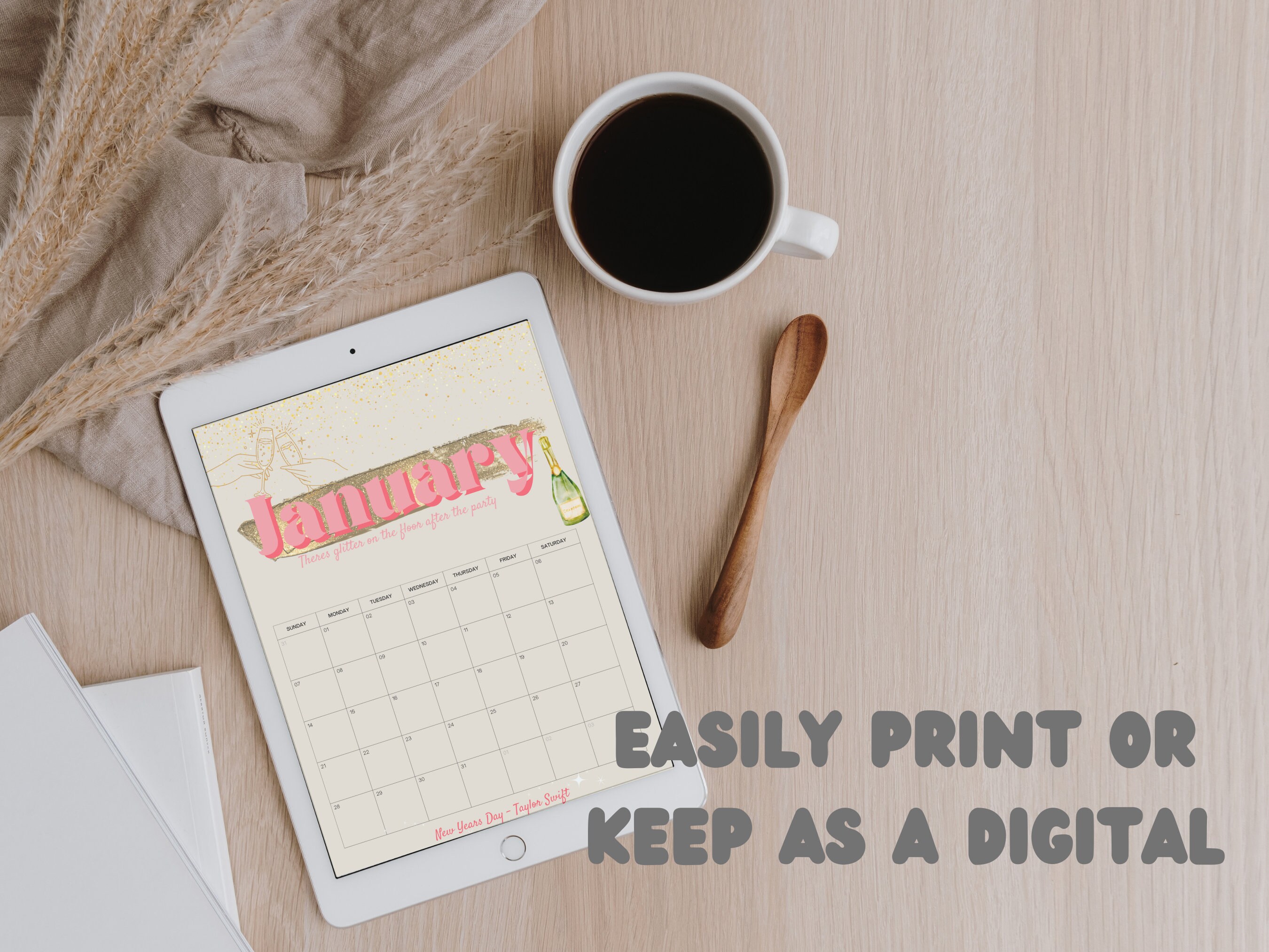 Taylor Swift 2024 Printable Calendar Taylor Swift Inspired 2024 ...