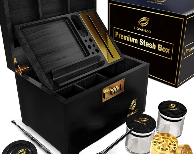 Premium Large Stash Box Smell Proof Stash Box With Rolling Tray Storage ...