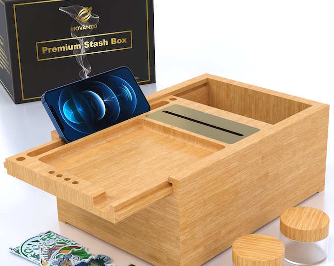 Stash Box With Rolling Tray - Locking Box Kit With Glass Jar Rolling ...