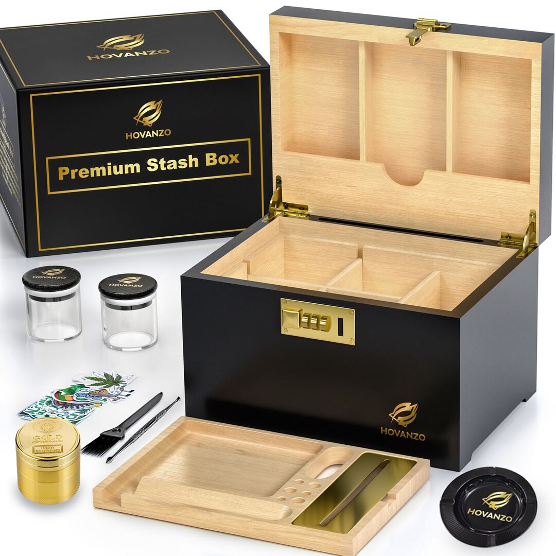 Premium Large Stash Box Smell Proof Stash Box With Rolling Tray Storage ...