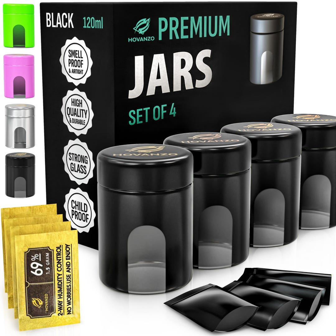 Premium Glass Stash Jar Storage Jars Airtight Jars 120/180ml With 69% ...