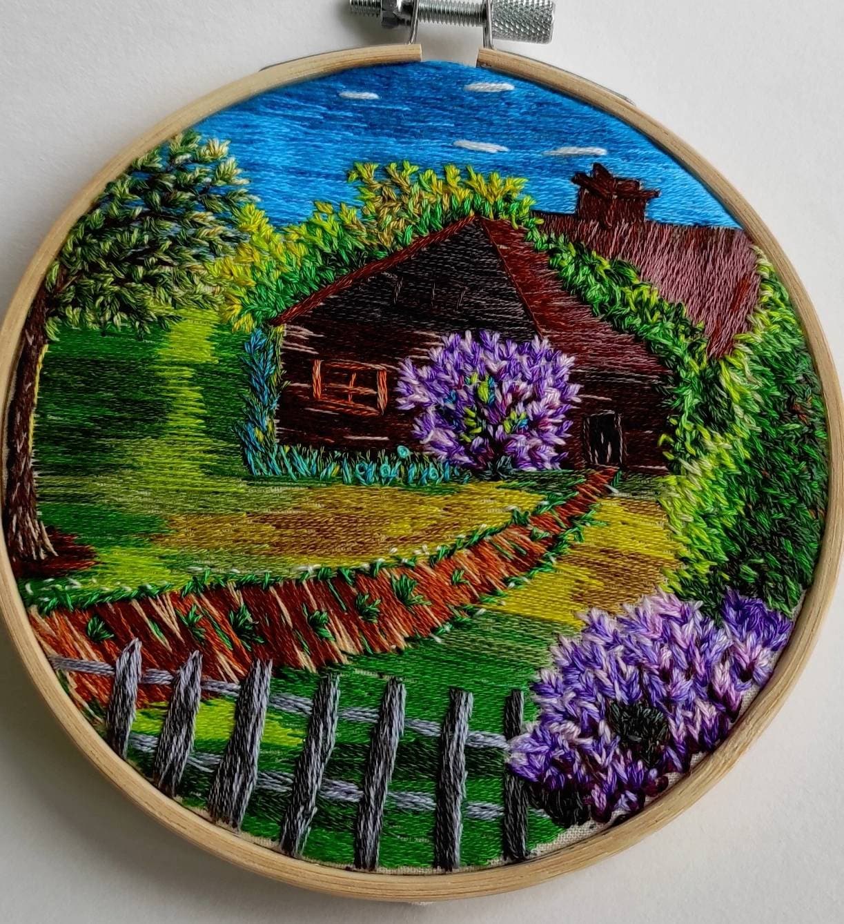Landscape Embroidery Art, Hoop Embroidery Art, 3D Needle Painting Art ...