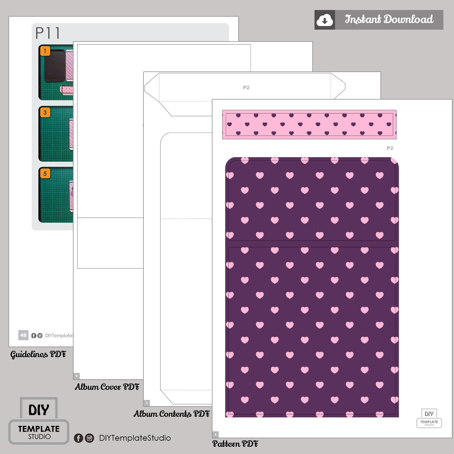 Instant Download - DIY 6x6 Mini Album Complete Printable Template and ...