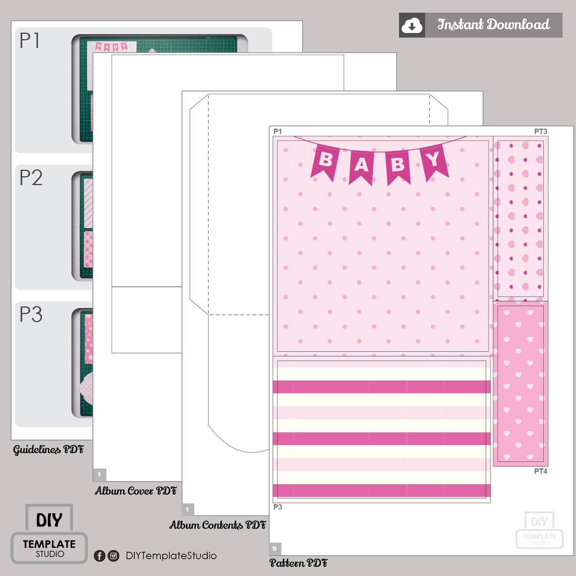 Instant Download - DIY 6x6 Mini Album Complete Printable Template and ...