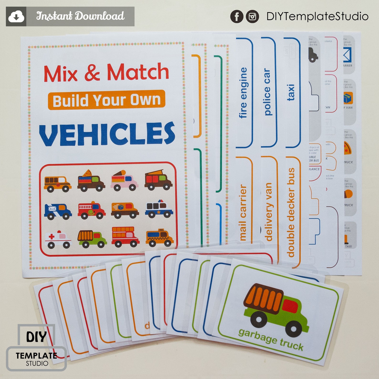 Felt Puzzle - Mix & Match (build Your Own) - 12 Vehicles - PDF DOWNLOAD ...