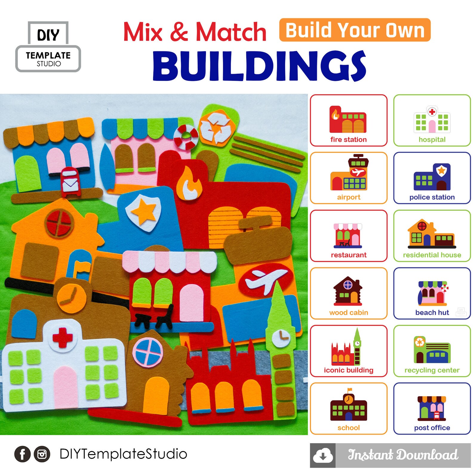 Felt Puzzle - Mix & Match (build Your Own) - 12 Buildings - PDF ...