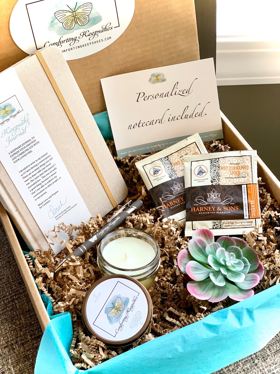 Journal and Succulent Sympathy Gift Care Package Grief Care Package ...
