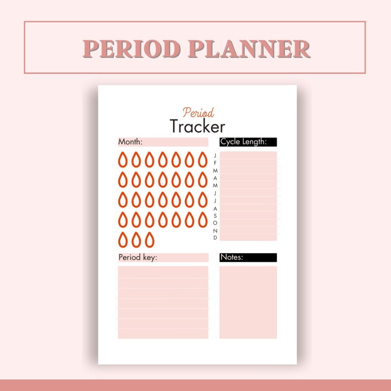 Period Planner Monthly Symptom Tracker Period Tracker Medicine Tracker ...