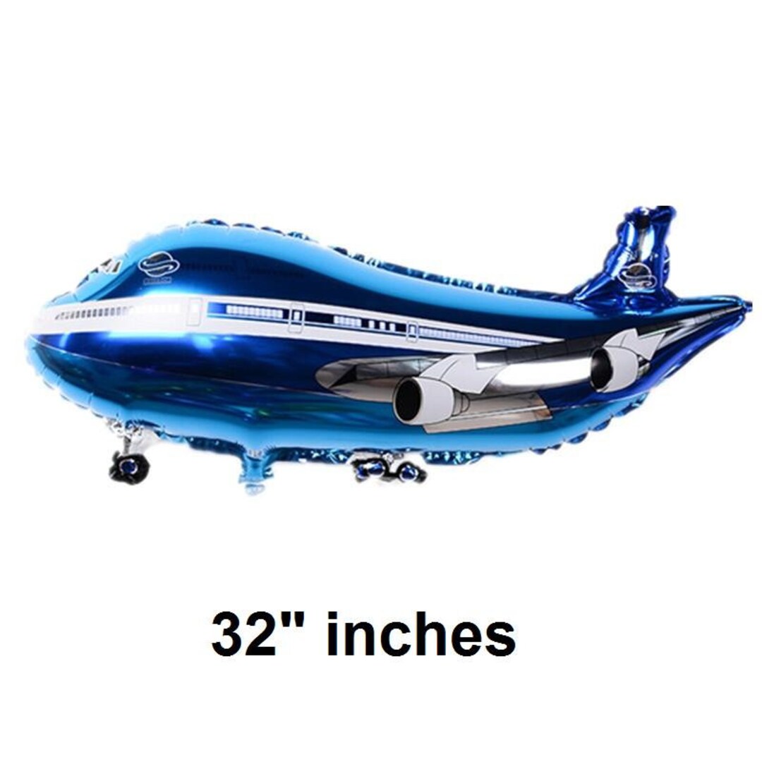 32" Balloon Jumbo Blue Jet Airplane Shape Plane Mylar Foil for Birthday ...
