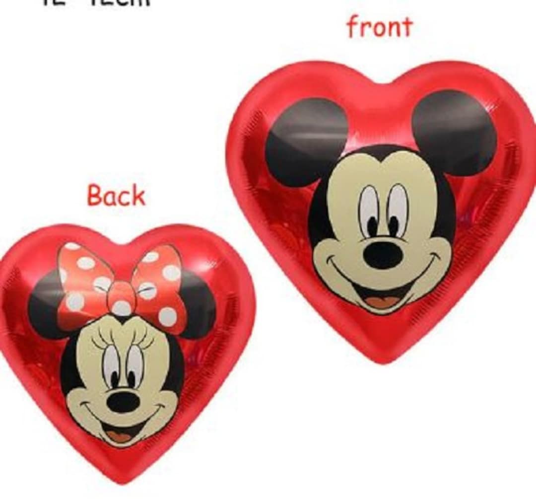 Balloon 18" Mickey & Minnie Mouse Heart Shape Mylar for Gifts Birthday ...