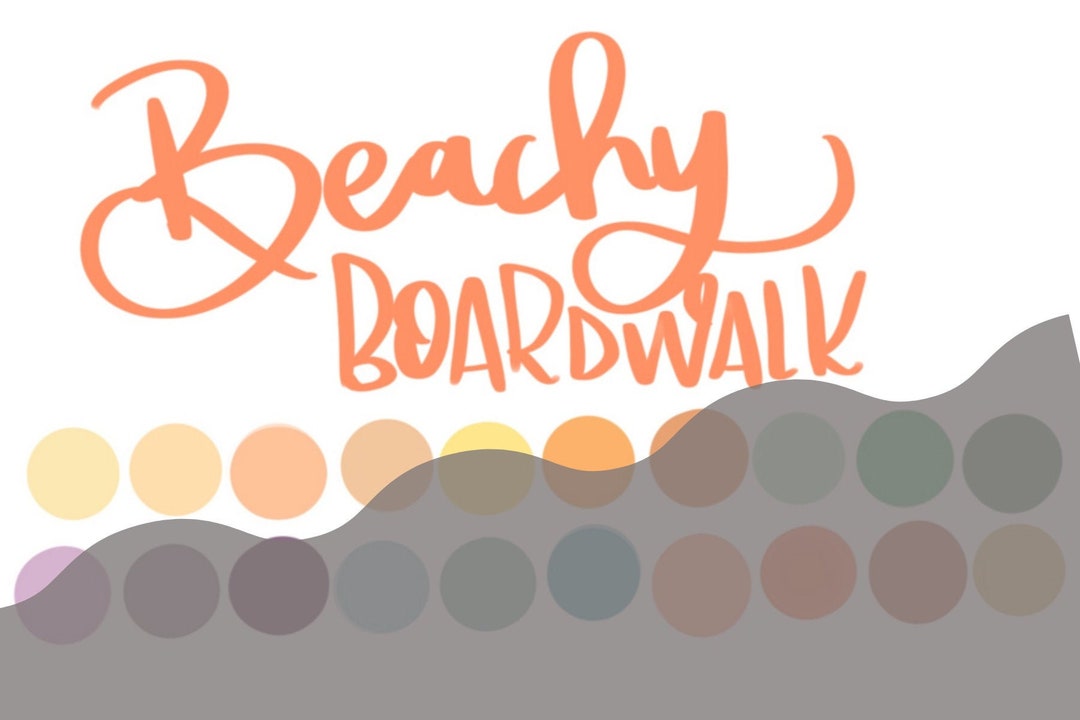Beachy Boardwalk Procreate Color Palette, Peach, Orange, Yellow, Purple ...