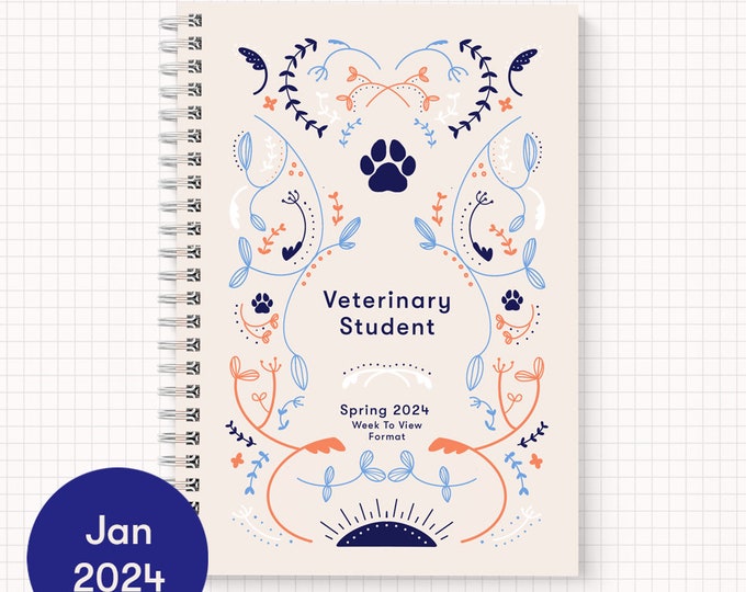 Veterinary Student Planner JANUARY 2024 Week to View Format - Etsy