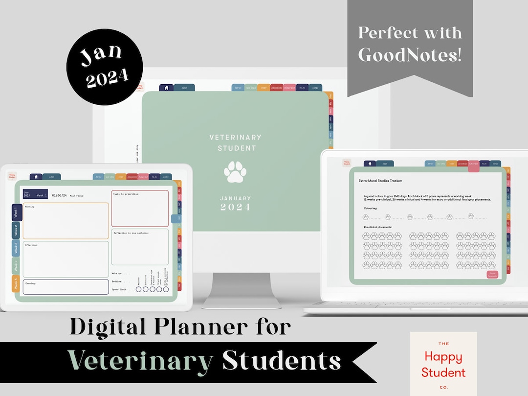 JANUARY 2024 Veterinary Student Digital Planner - Etsy