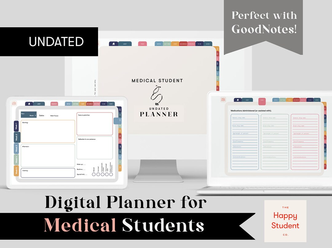UNDATED Medical Student Digital Planner - Etsy