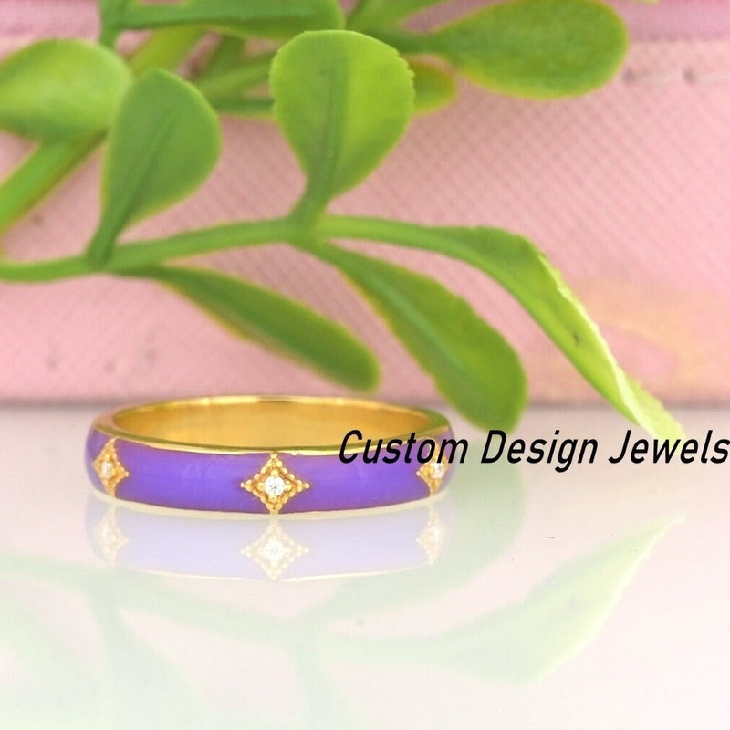 Enamel Band Ring - Etsy