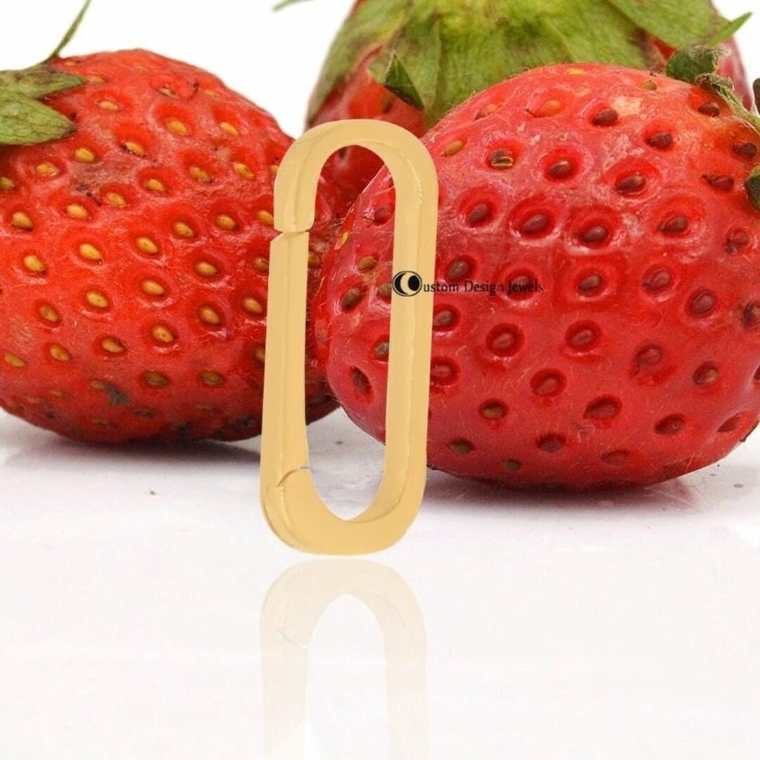 14K Solid Gold Oval Enhancer Lock, Woman Oval Connector Lock, Gold Push ...