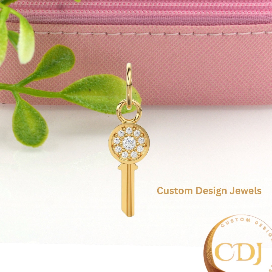 925 Sterling Silver Pave Key Pendant , Key Shape Pendant Gorgeous ...
