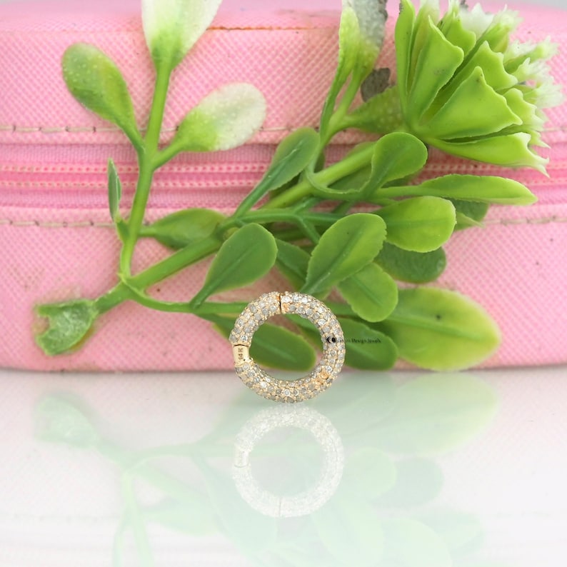 14K Gold Charm Enhancer, Double Row Circle Push Lock, 15MM - Etsy