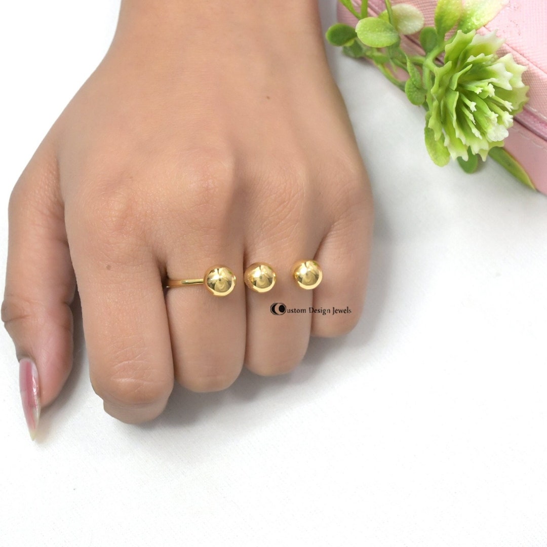 14K Gold Two Finger Ring: Trendy Double Band - Etsy