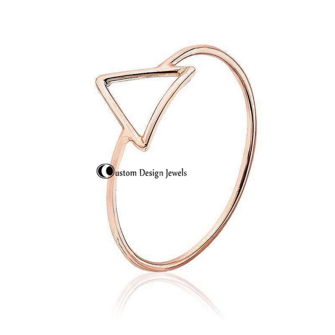 14K Gold Triangle Ring, Minimalist Geometric Jewelry - Etsy