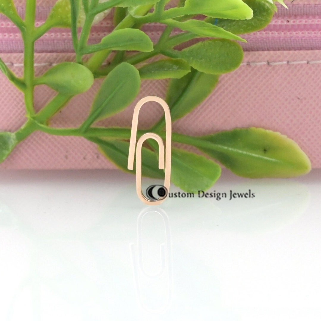 14K Solid Gold Paperclip Lock, Gold Wide Paper Clip Lock, Necklace ...
