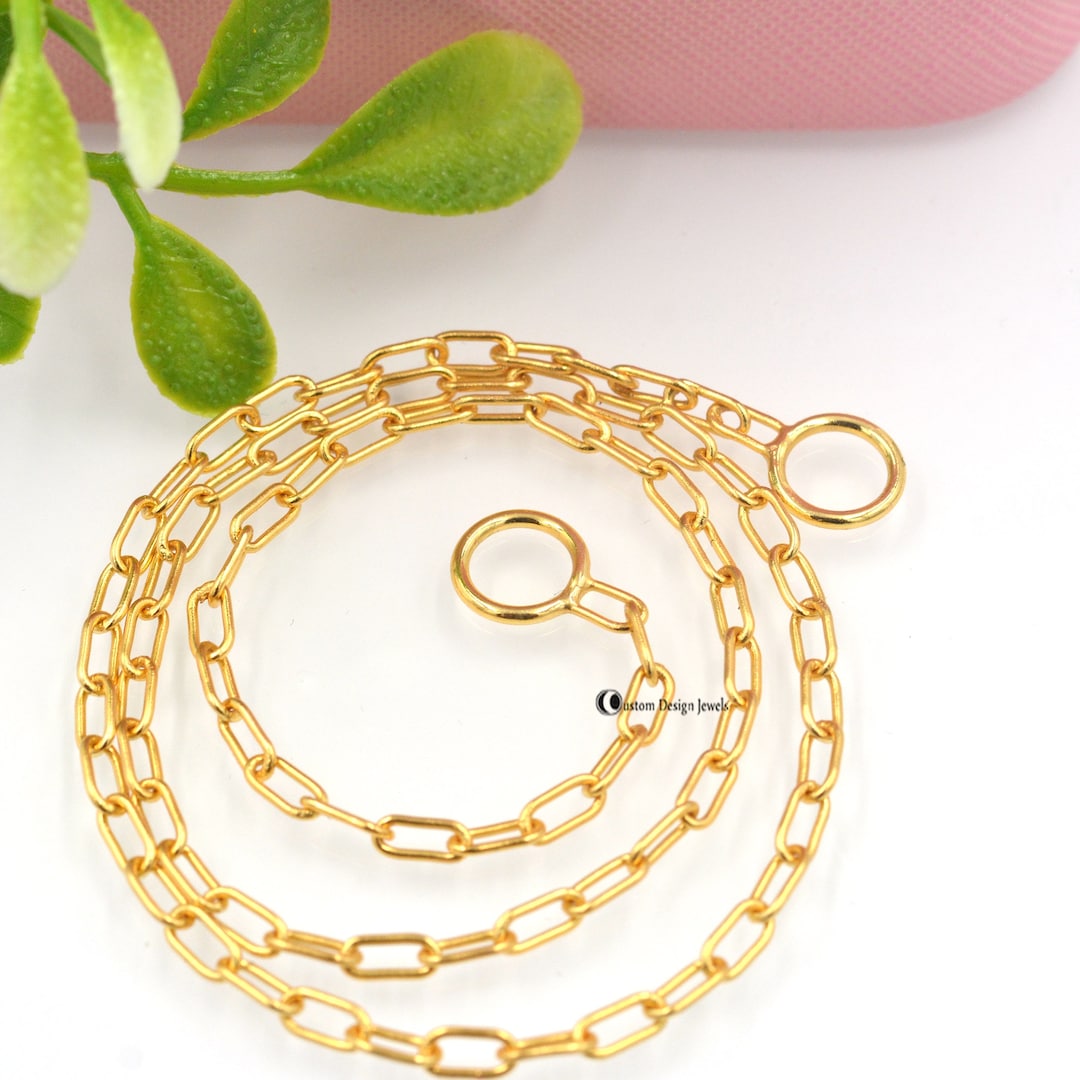 925 Silver Oval Link Chain Necklace, Round Link Necklace, Enhancer ...