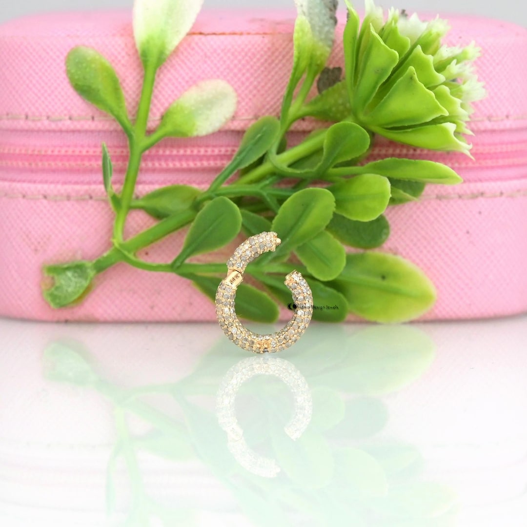 14K Gold Charm Enhancer, Double Row Circle Push Lock, 15MM - Etsy