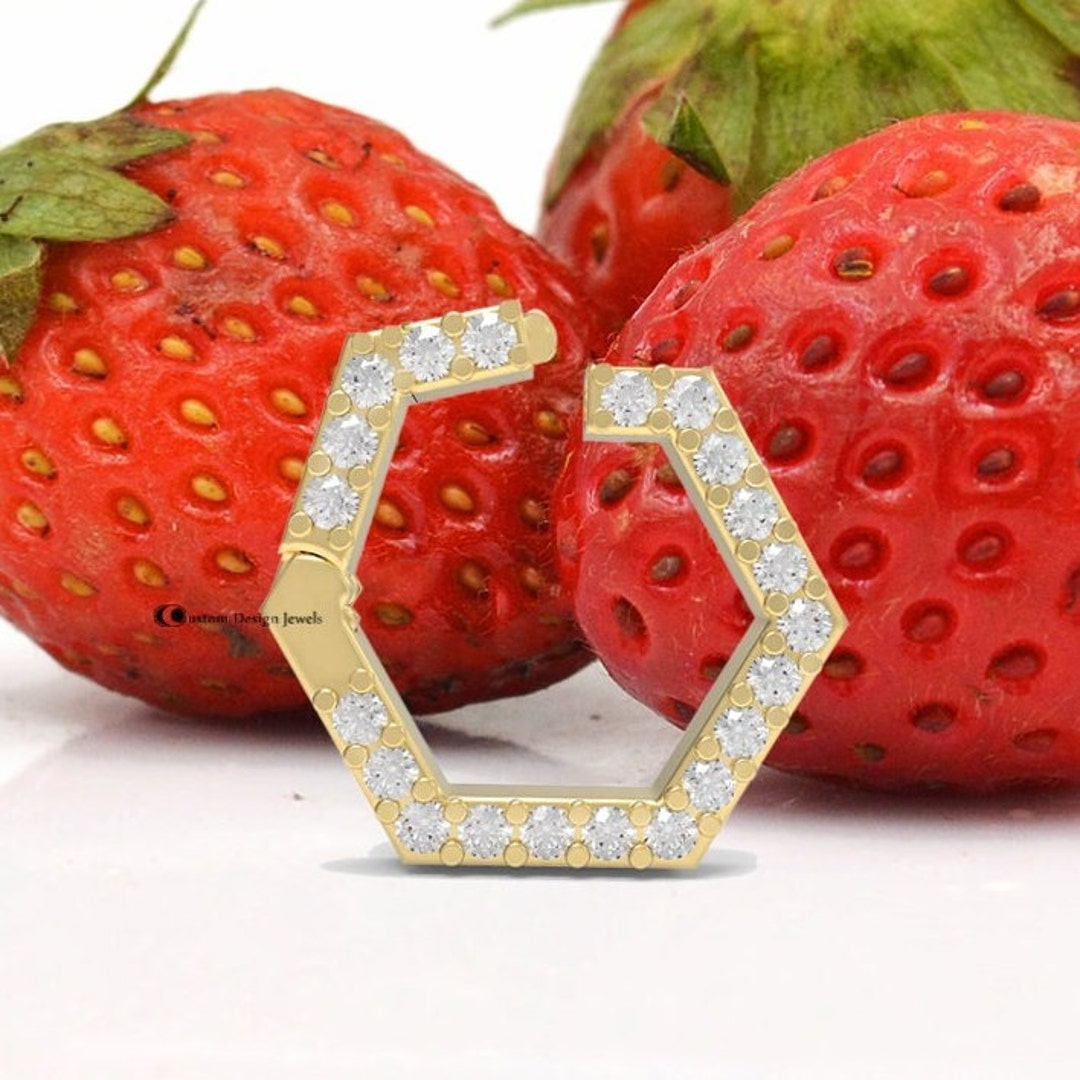 14k Solid Gold Hexagon Enhancer Clasp Lock, 14k Solid Gold Clasp ...