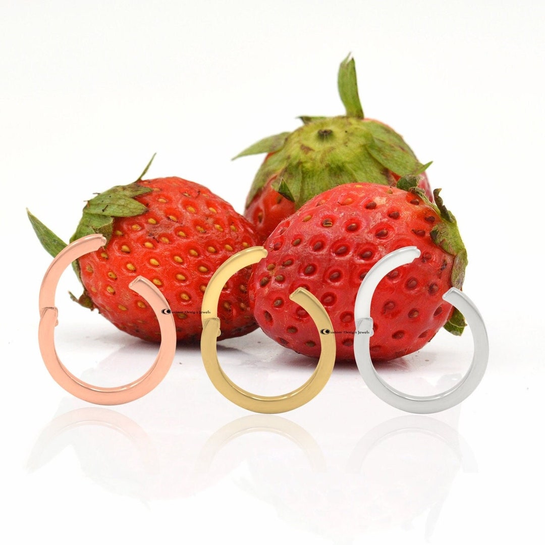 14k Solid Gold Round Charm Holder , Hinged Clicker Thin Round Charm ...