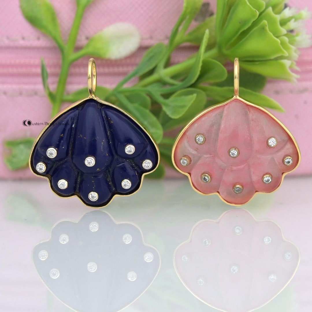 925 Silver Lapis Beach Sea Shell Pendant, Seashell Charms Pendent ...
