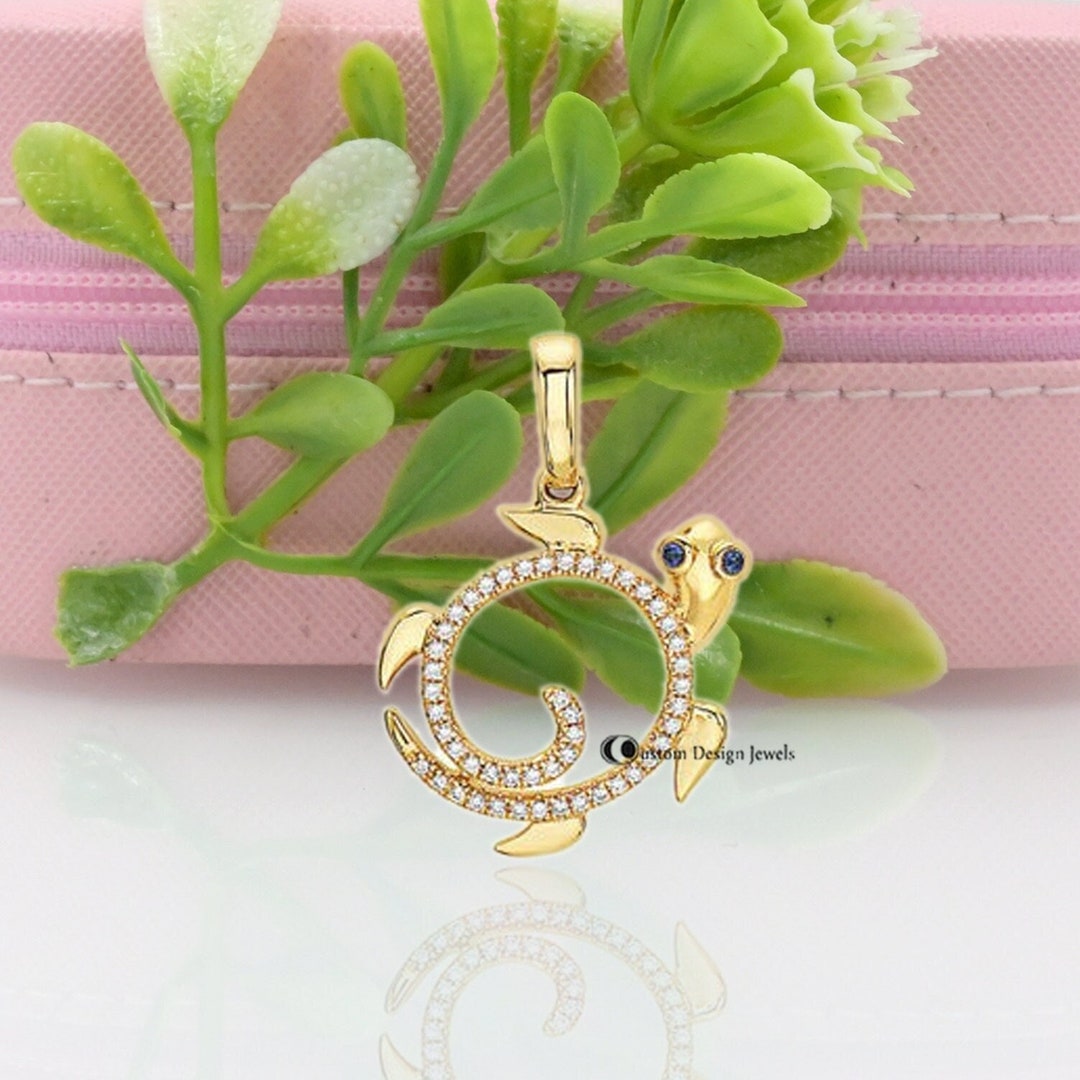 14k Gold Plated Diamond Turtle Pendant, Dainty Turtle Minimalist ,tiny ...