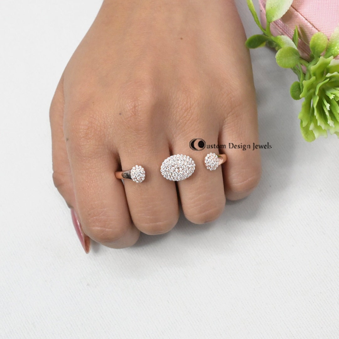 Diamond Two Finger Ring, Fashionable Two Finger Ring, Trendy Pave Two ...