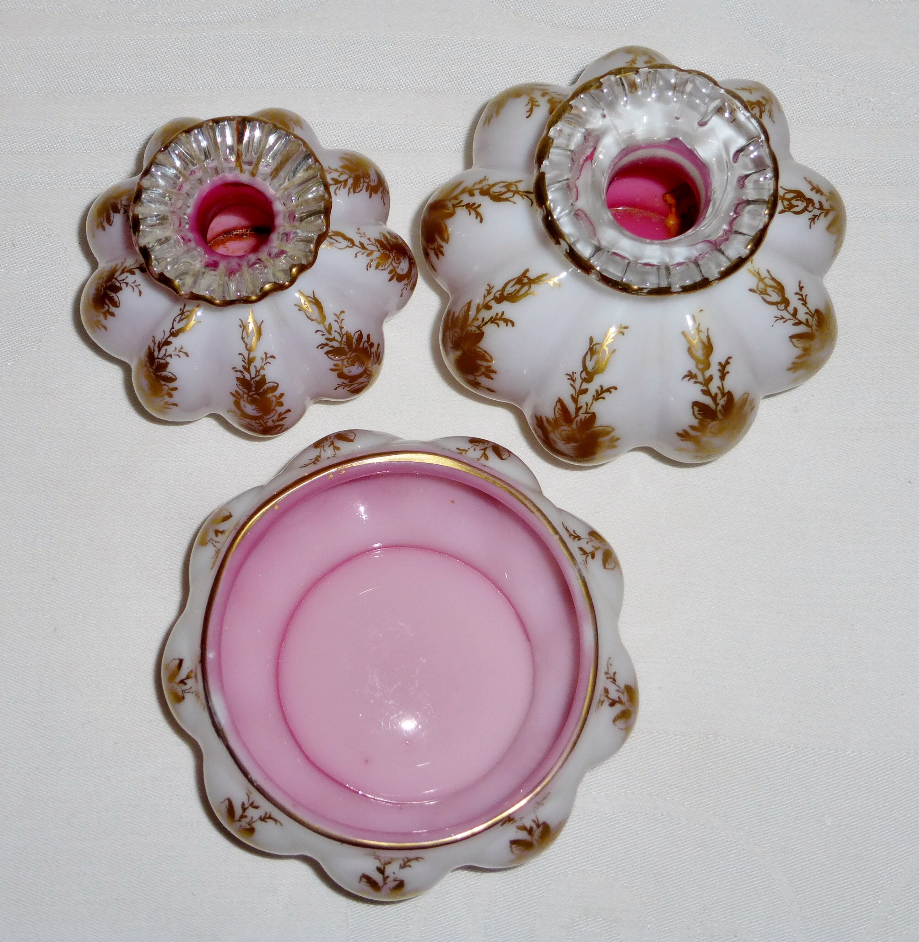 FENTON Peach Crest TYNDALE Gold Roses Melon Vanity Set Perfume - Etsy