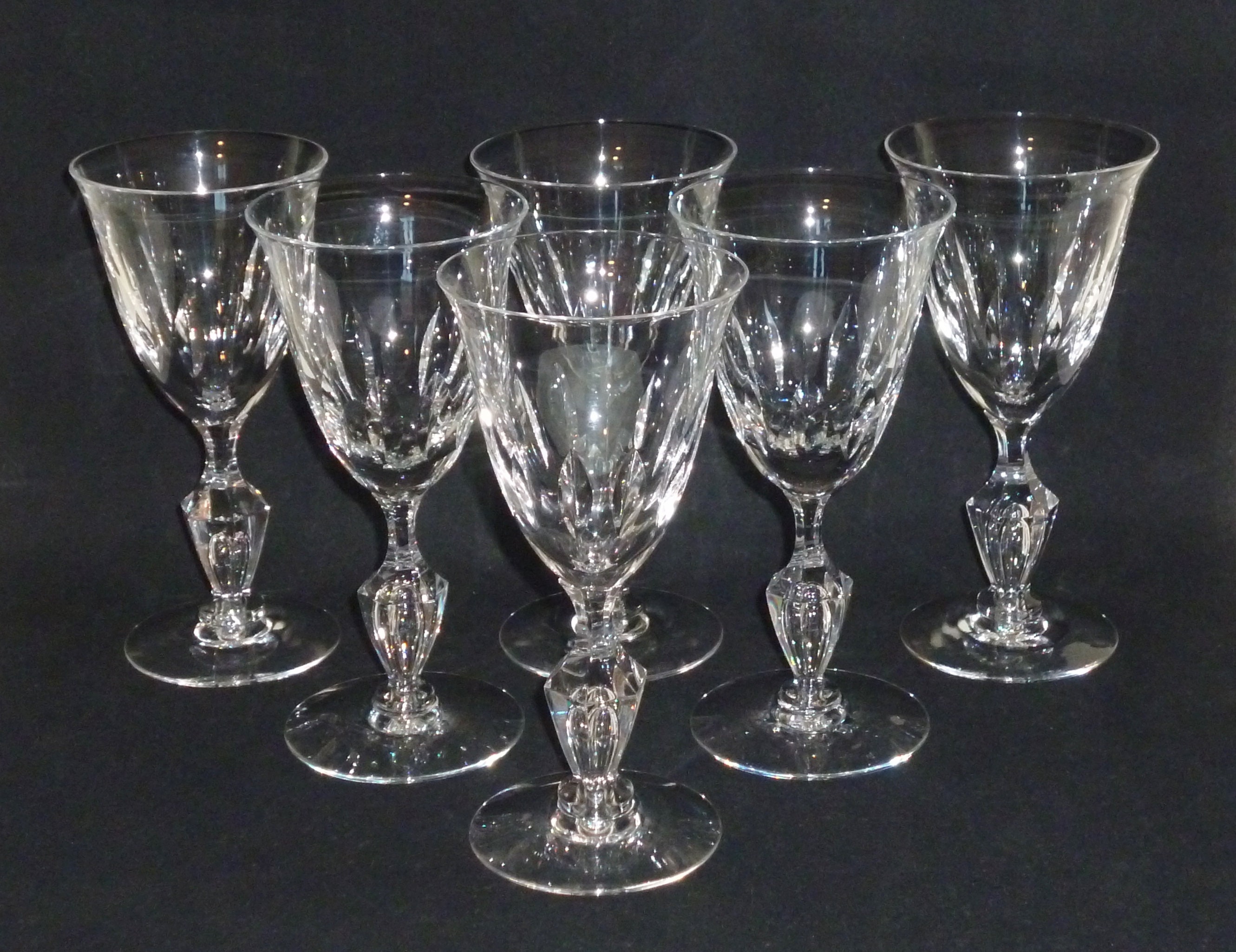 4 Pcs Cut Crystal Wine Goblets Glasses Criss Cross Vertical | Etsy