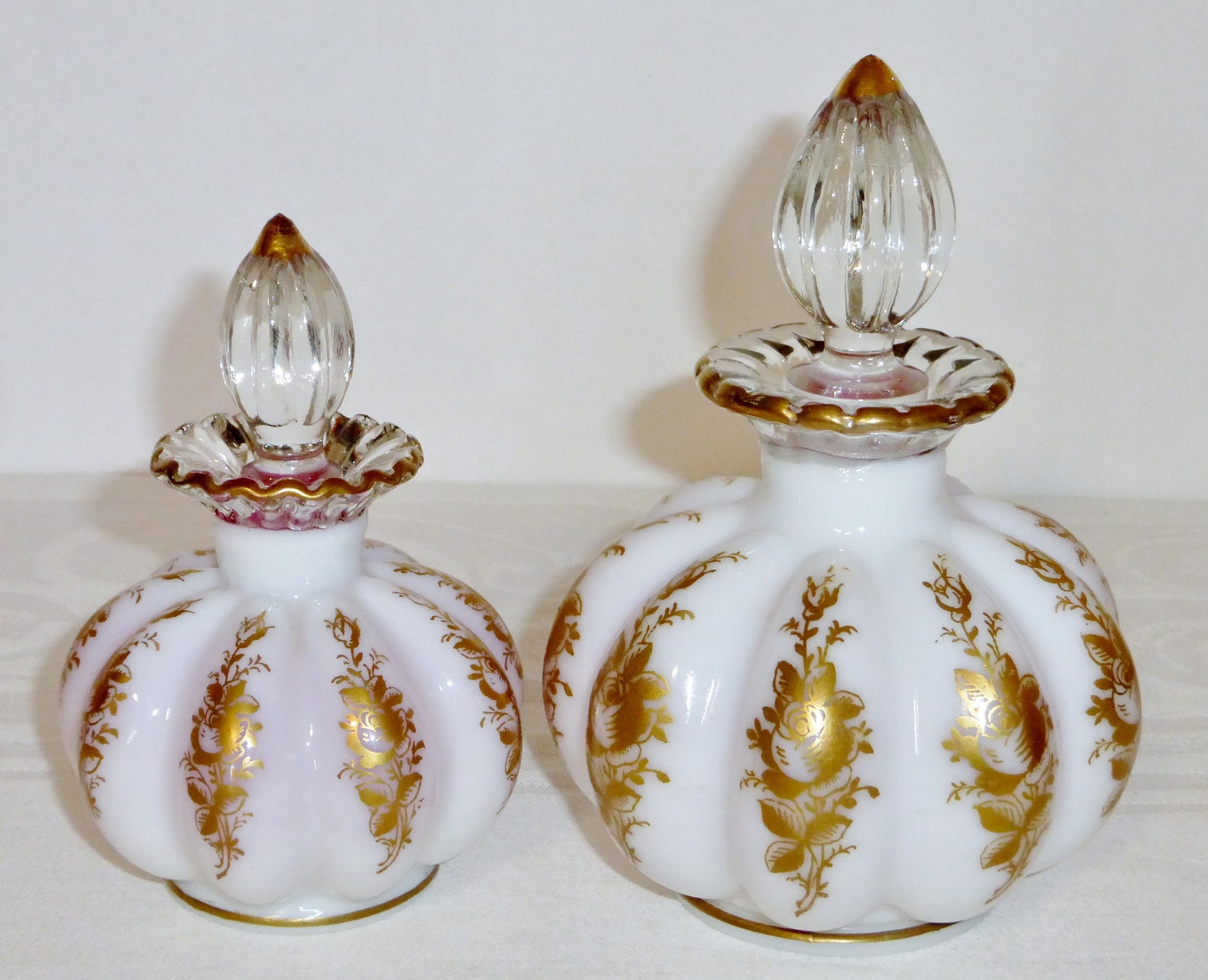 FENTON Peach Crest TYNDALE Gold Roses Melon Vanity Set Perfume - Etsy