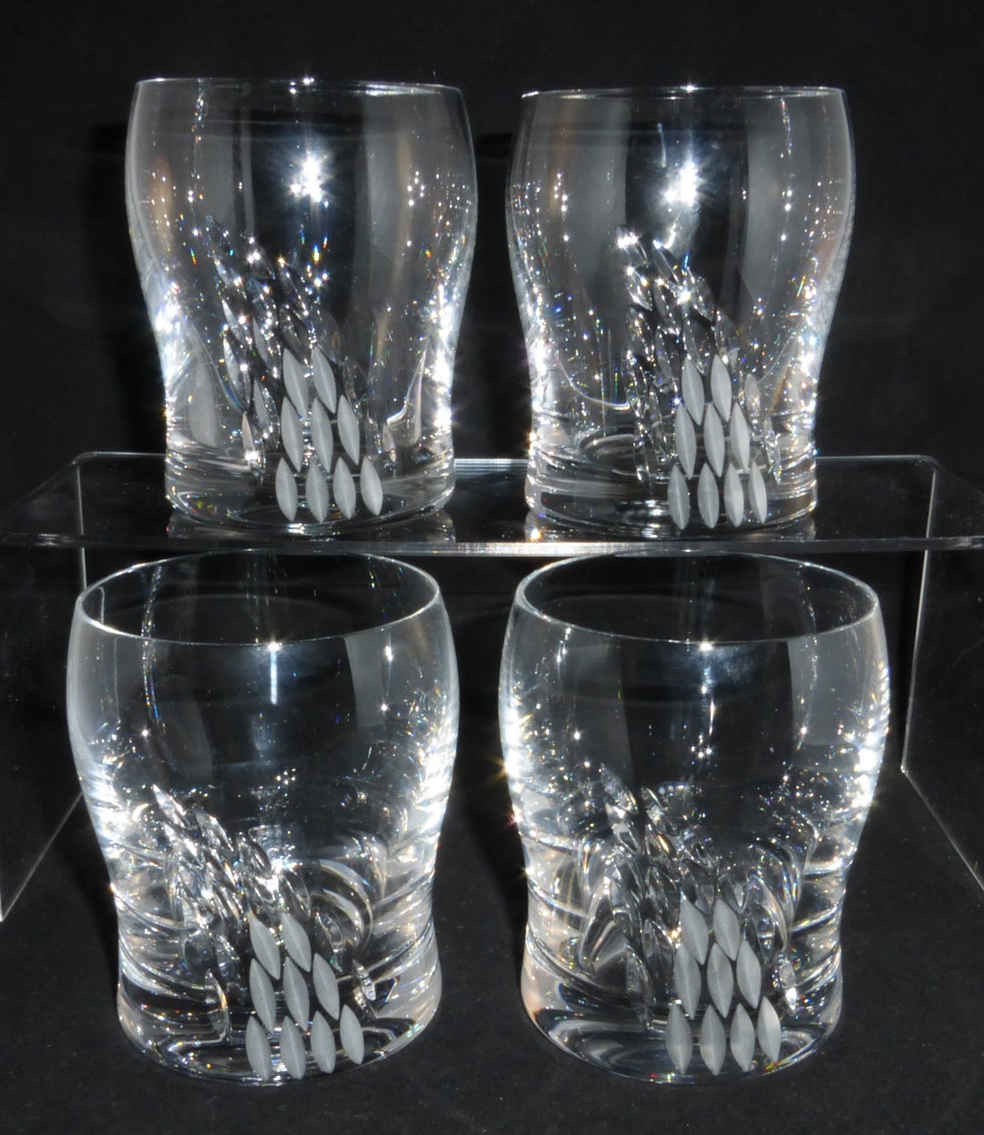 4 Pcs Pinot by Marc Aurel Nachtmann Heavy Cut Crystal Double Old ...