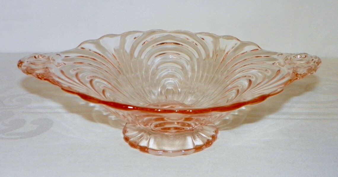 Cambridge Glass La Rosa PINK CAPRICE #124 Clover 3 Part Celery Relish ...