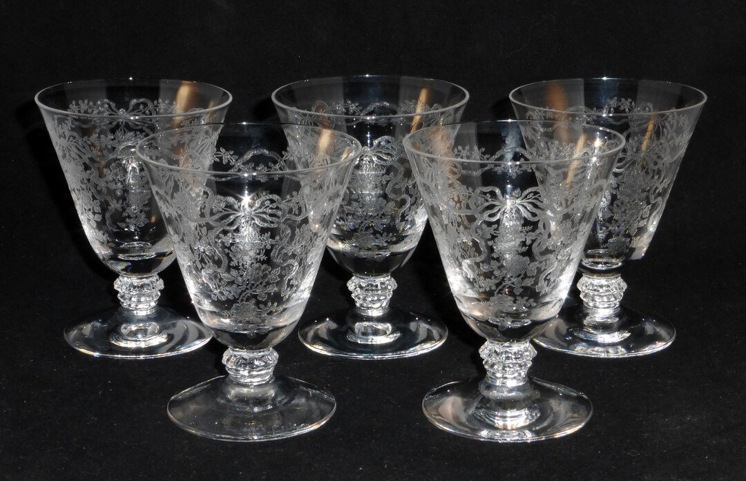 5 - Vintage Fostoria 6017 ROMANCE Crystal Oyster Cocktail Glasses ...